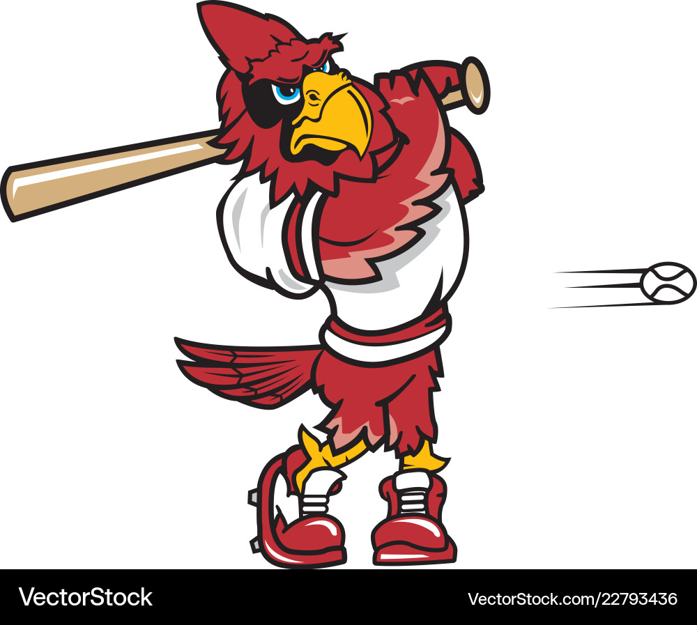 Cardinal Baseball Mascot Logo Royalty Free Vector Image