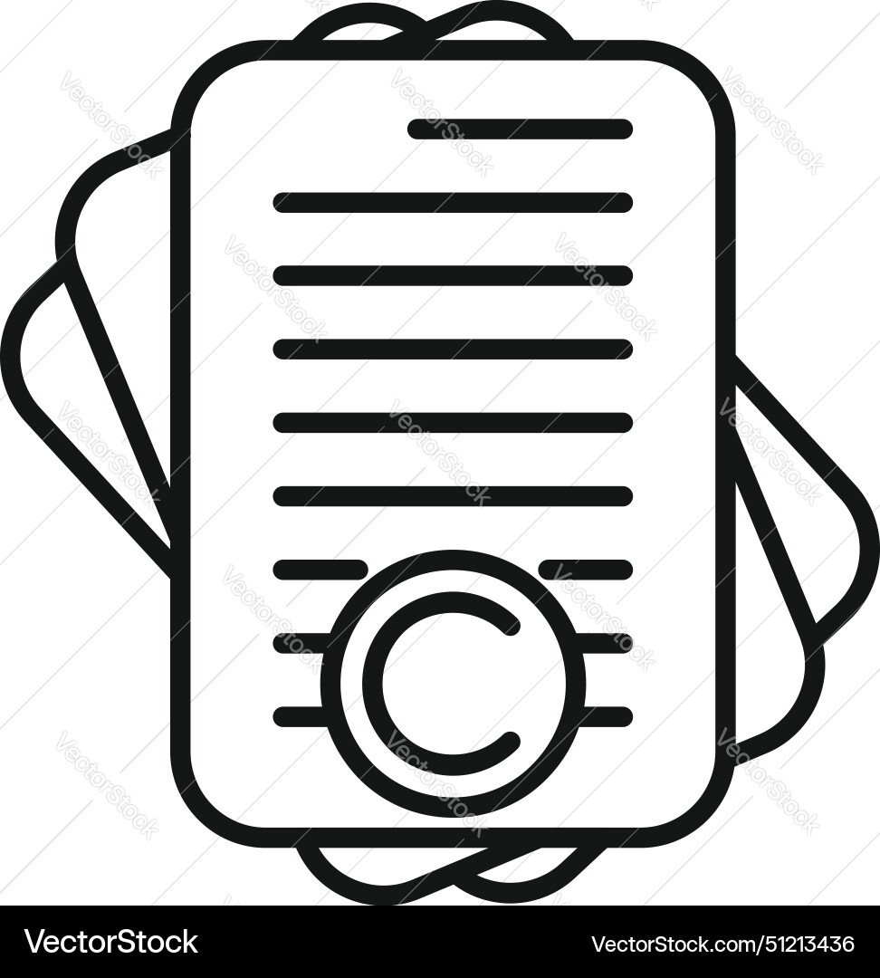 Copyright papers icon outline approved Royalty Free Vector