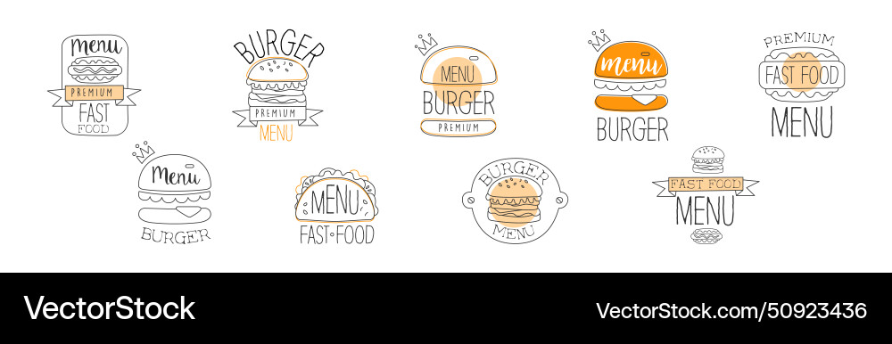 Fast food restaurant menu logo and label Vector Image