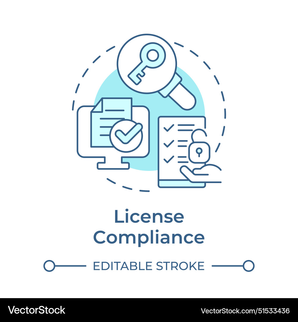 License compliance soft blue concept icon Vector Image