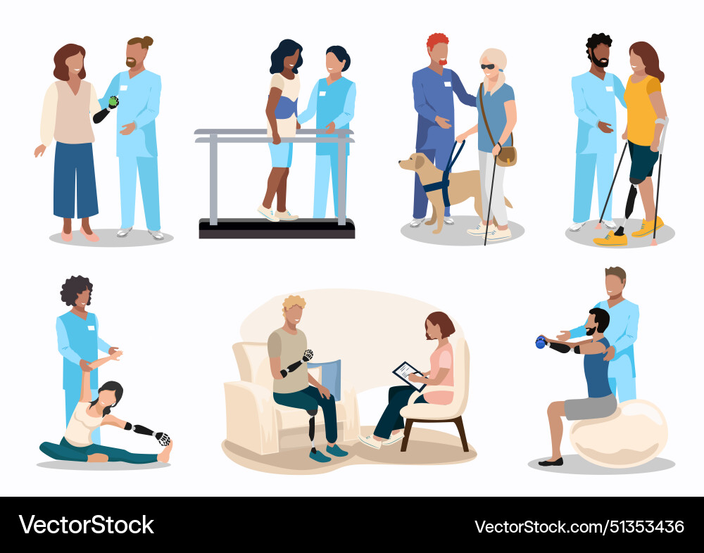 Rehabilitation set Royalty Free Vector Image - VectorStock