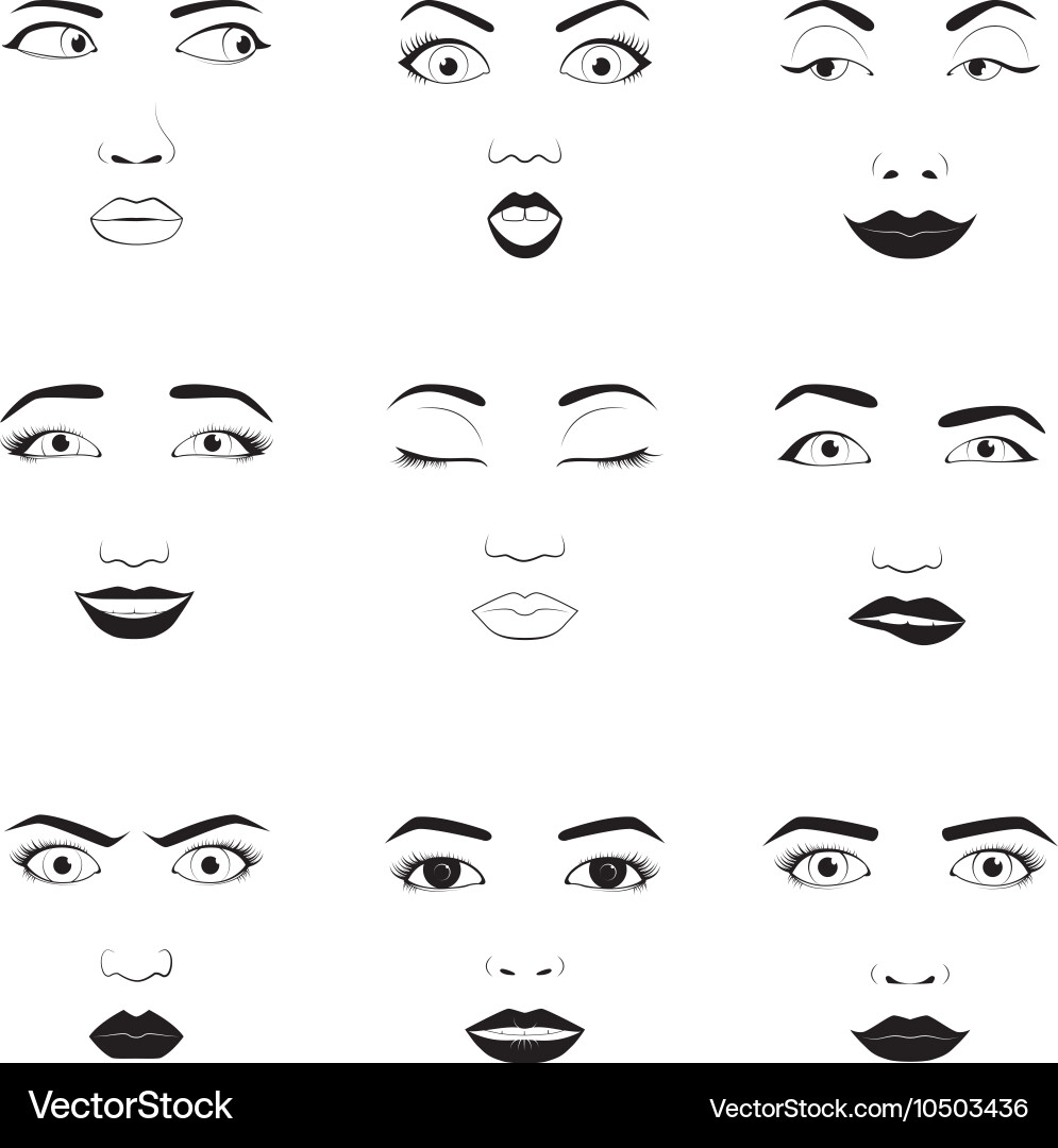 Woman emotions face icons Royalty Free Vector Image