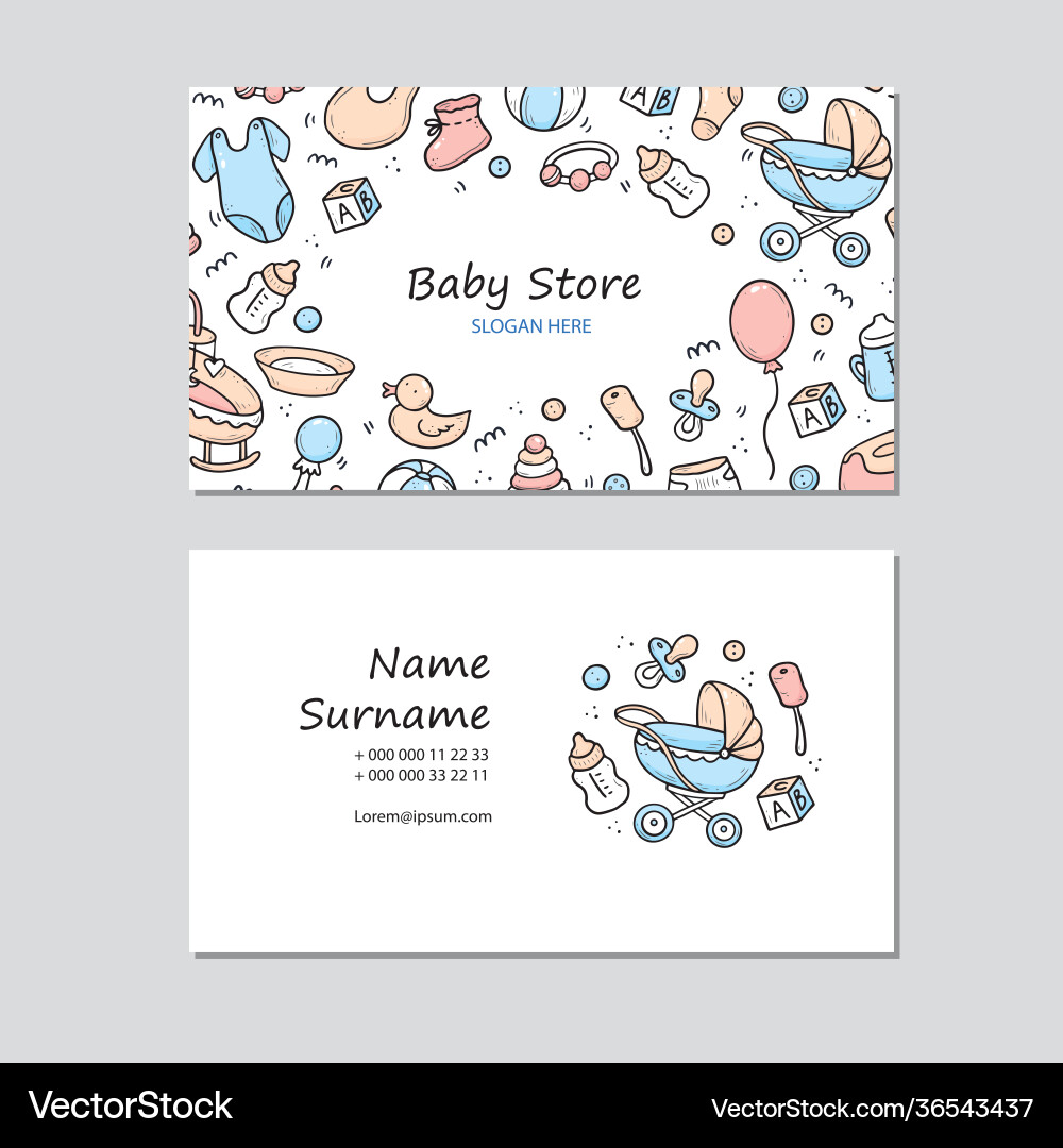 Baby store business card template Royalty Free Vector Image