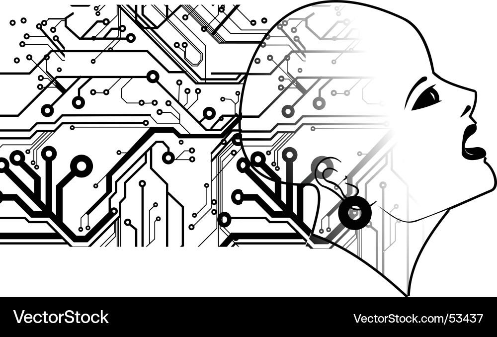 Bald Head with Circuitry Royalty Free Vector Image