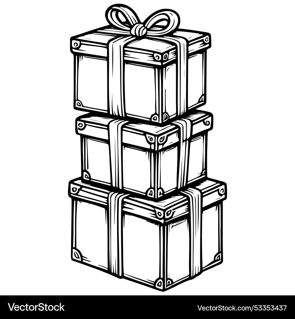 Cartoon boxes drawing realistic outline line Vector Image