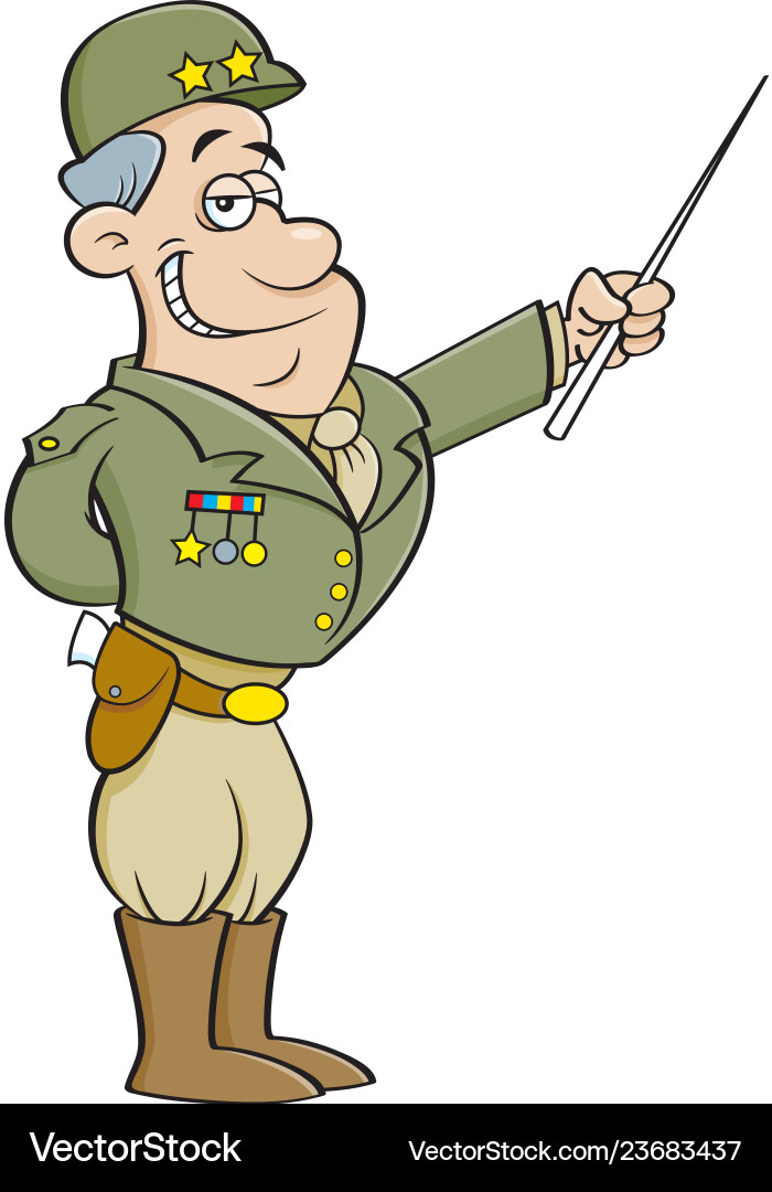 Cartoon general in a uniform pointing Royalty Free Vector