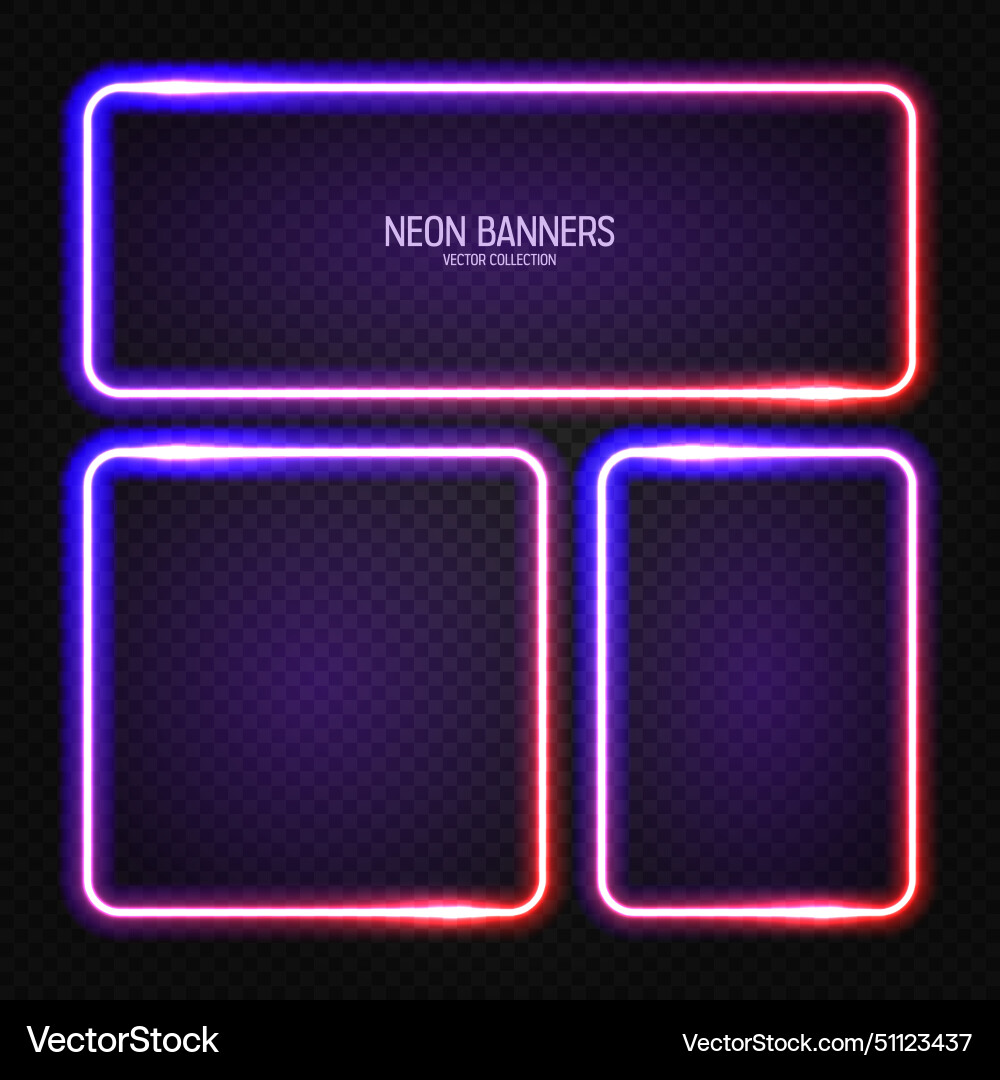 Glowing neon banners illuminated colorful square Vector Image