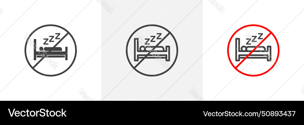 Sleepover ban sign icon set rest warning Vector Image