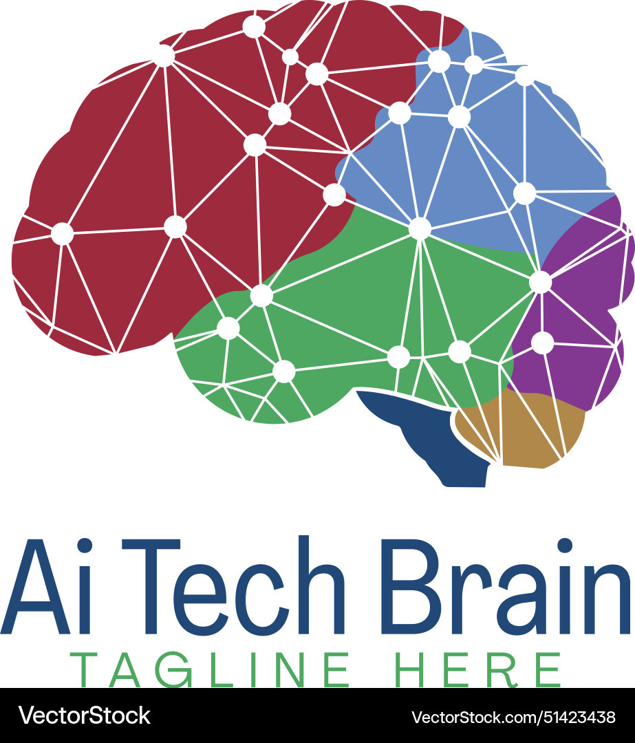 Artificial intelligence brain logo design Vector Image