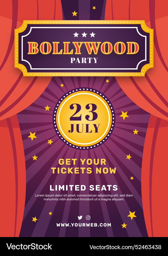 Bollywood party poster template with stage curtain