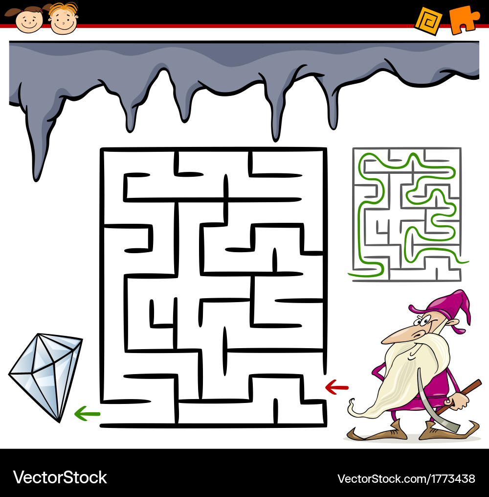 Cartoon maze or labyrinth game Royalty Free Vector Image