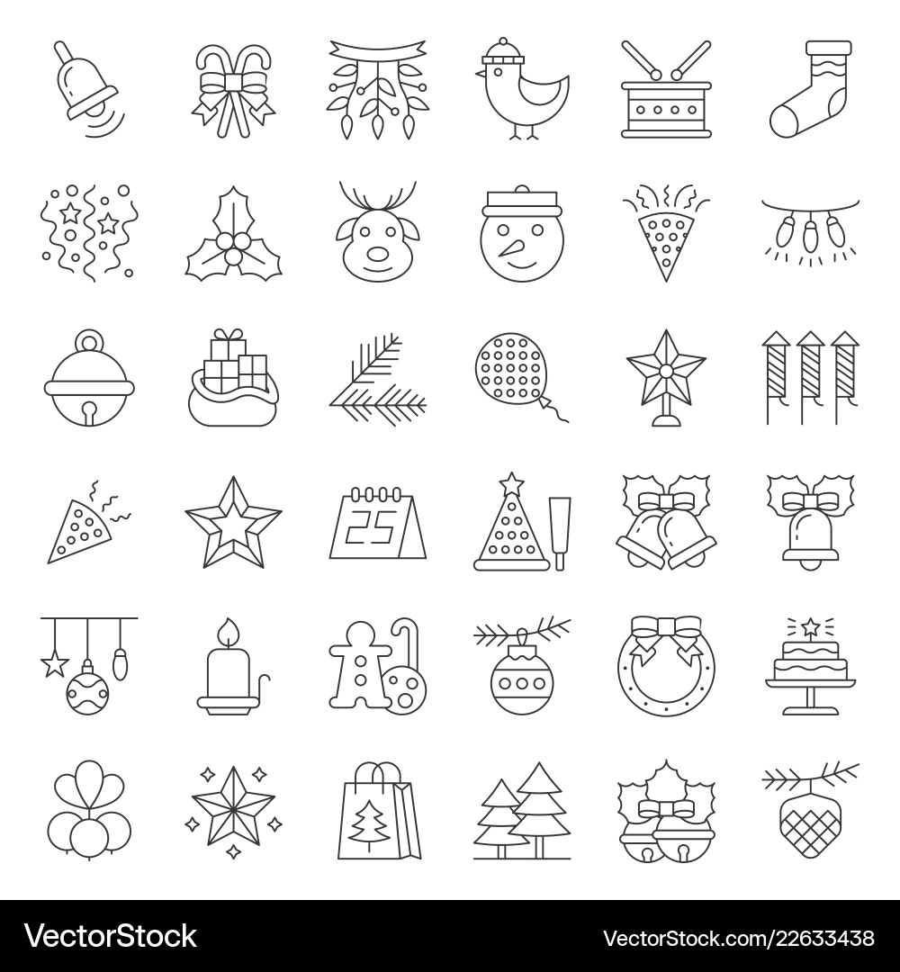 Christmas Ornament Icon Set Royalty Free Vector Image