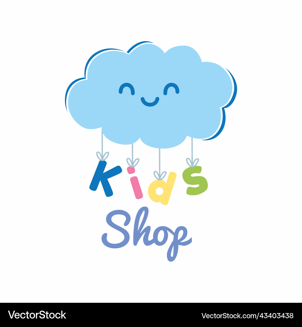 Cute cloud kids shop logo design Royalty Free Vector Image