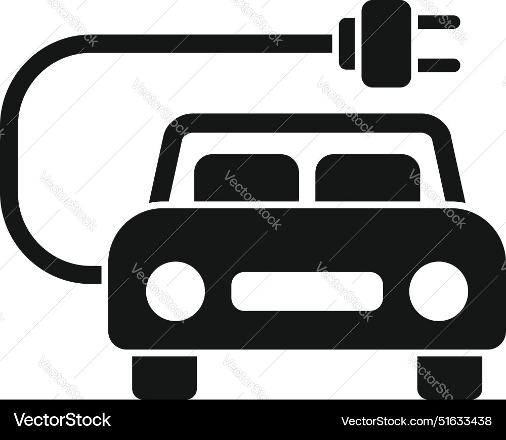 Electric car being charged with cable and plug Vector Image