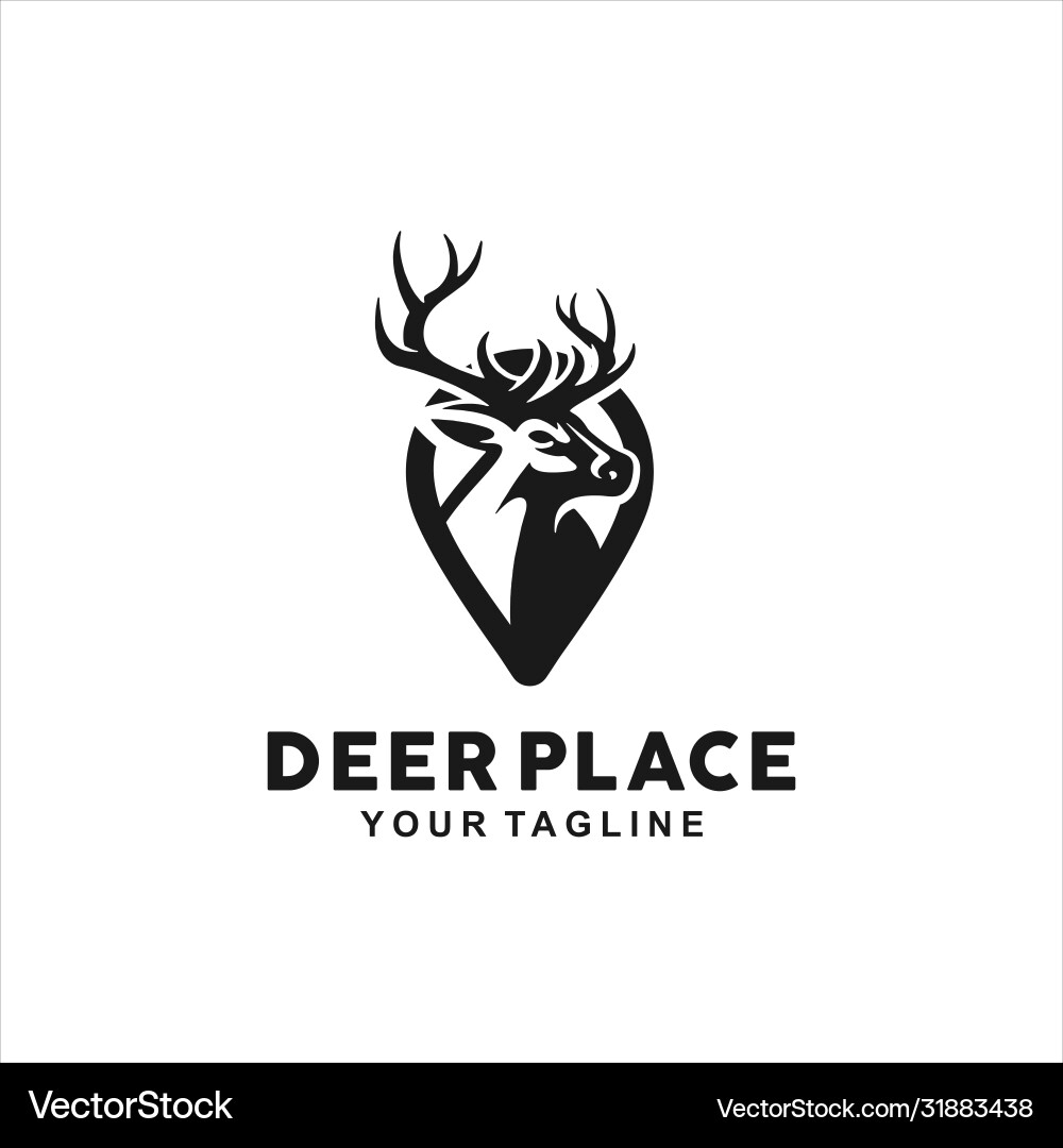 Elegant Black Antler Deer Logo Royalty Free Vector Image