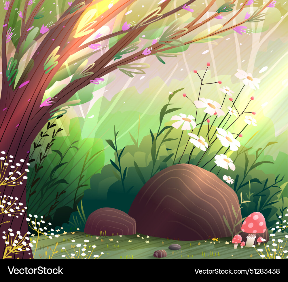 Fairytale forest nature landscape scenery Vector Image