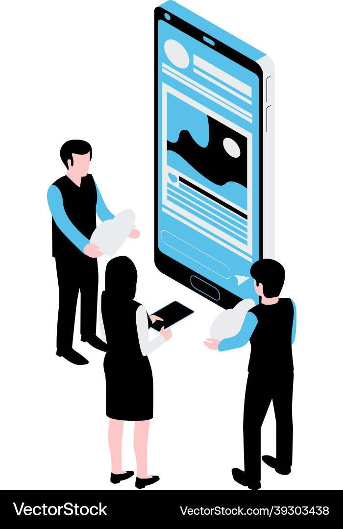 Isometric social media Royalty Free Vector Image