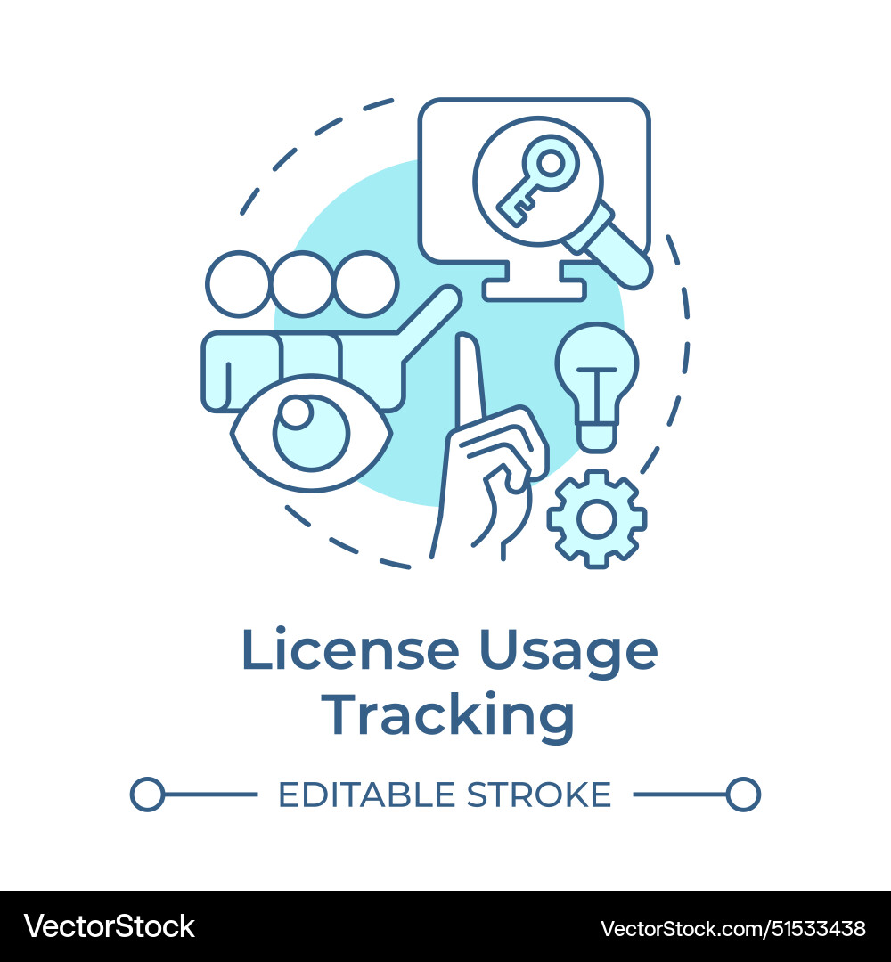 License usage tracking soft blue concept icon Vector Image