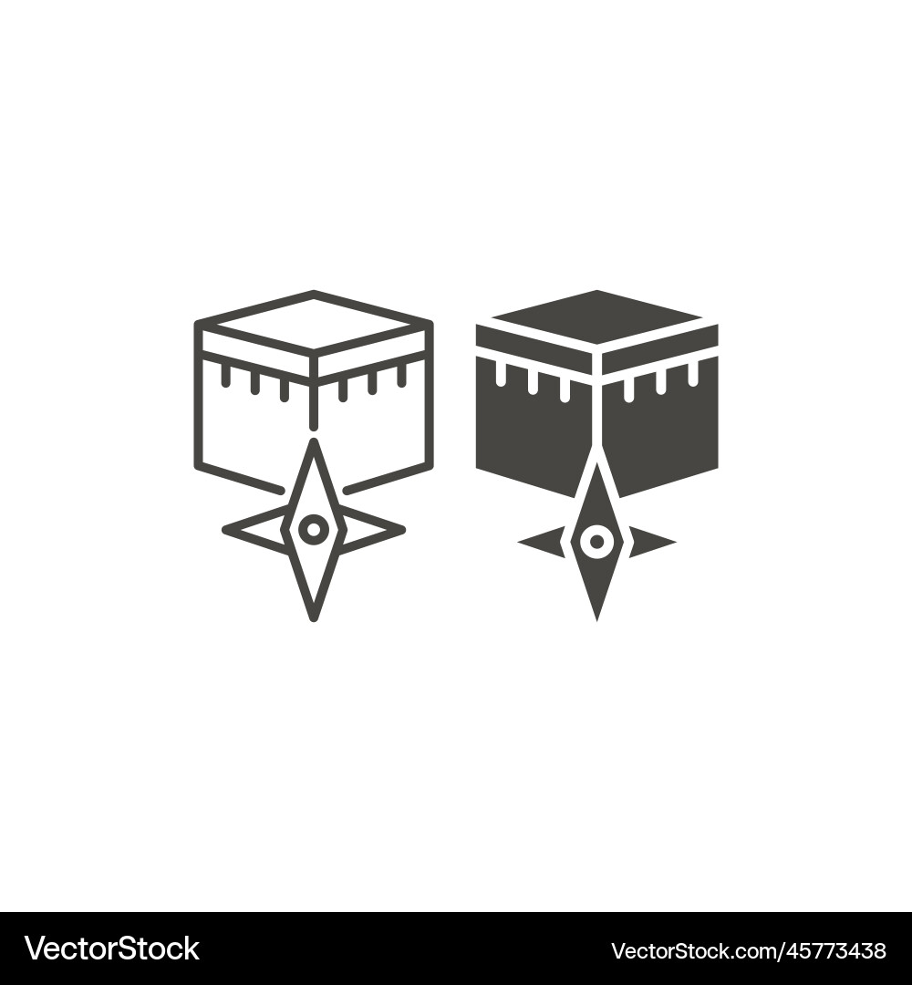 Qibla muslim prayer direction compass kabah Vector Image
