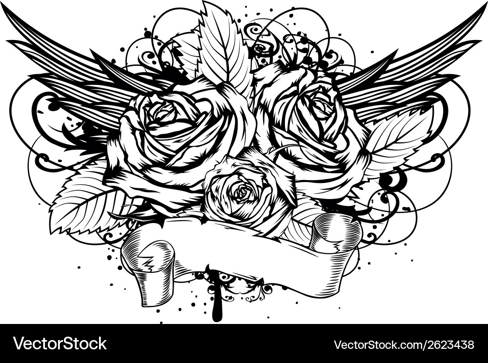 Roses wings Royalty Free Vector Image - VectorStock