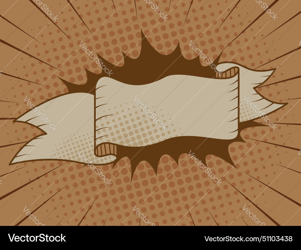 Vintage ribbon with comic book pop art dotted Vector Image