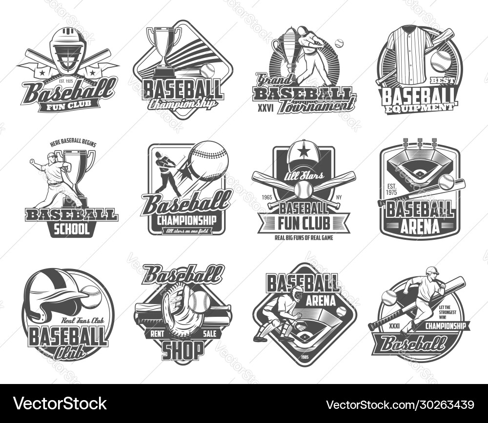 Baseball Icons - Player & Equipment Royalty Free Vector