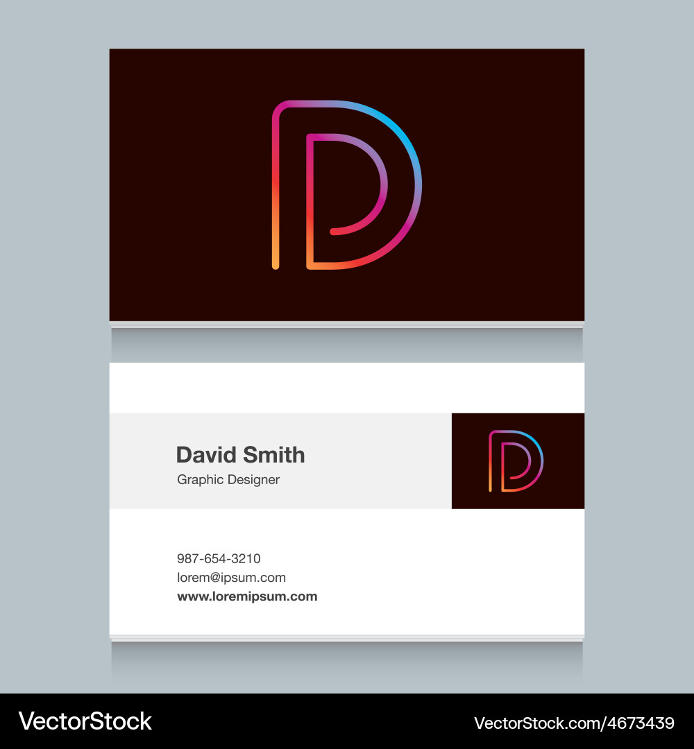 Business card letter d Royalty Free Vector Image