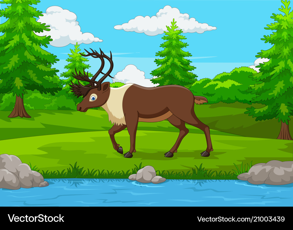 Cartoon elk in the forest Royalty Free Vector Image