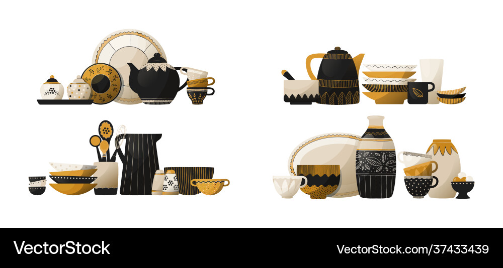 Ceramic Tableware Stack Royalty Free Vector Image