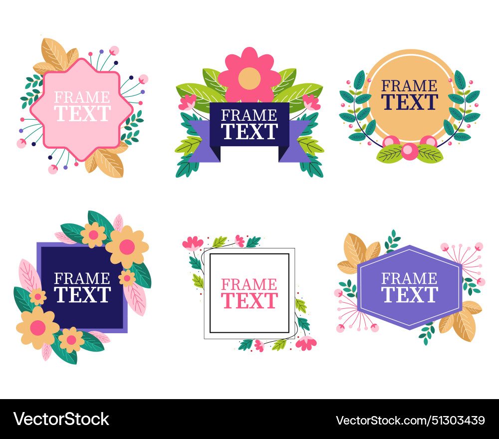 Colorful floral badges collection Royalty Free Vector Image