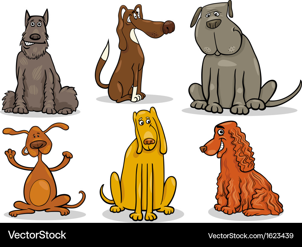 Funny dogs set cartoon Royalty Free Vector Image