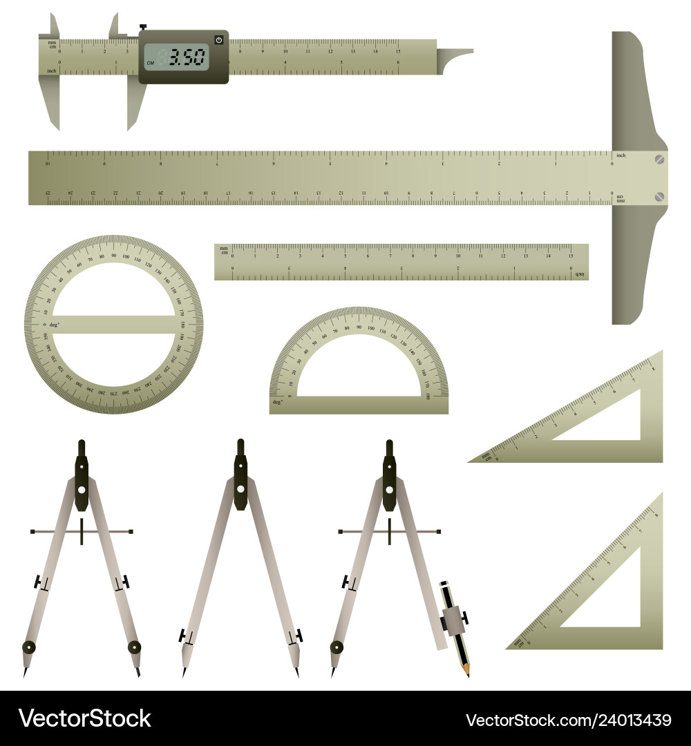 Mathematics measurement instrument a set Vector Image