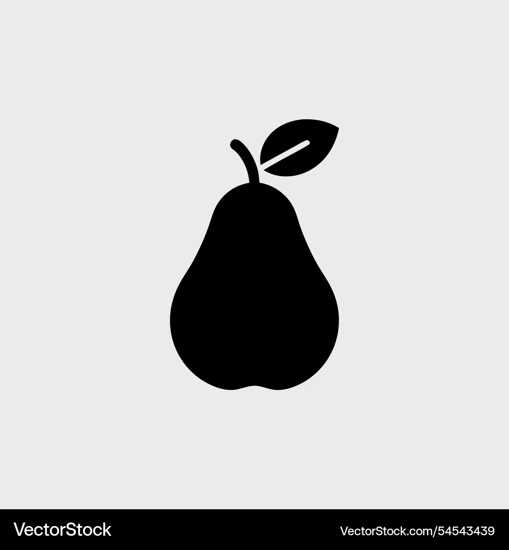 Monochromatic pear - minimalist fruit art black Vector Image