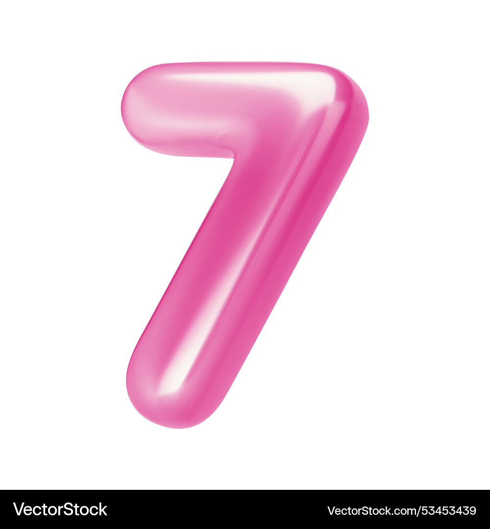 Number pink 7 foil and chrome balloon Royalty Free Vector