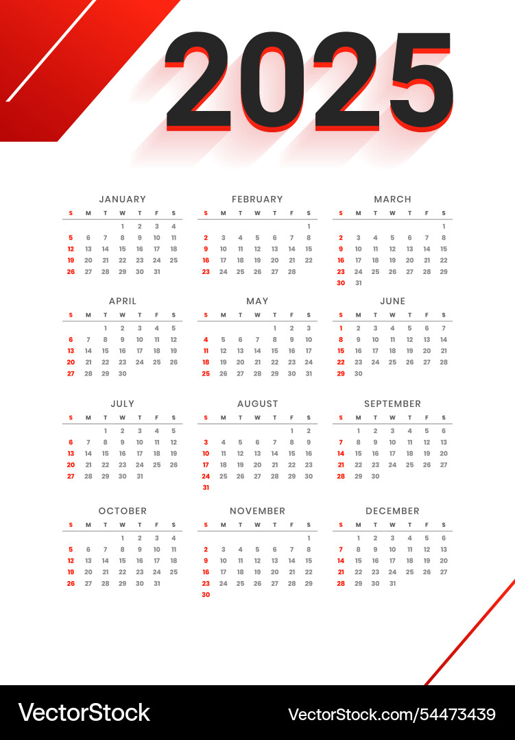 Printable 2025 event planner calendar template in Vector Image