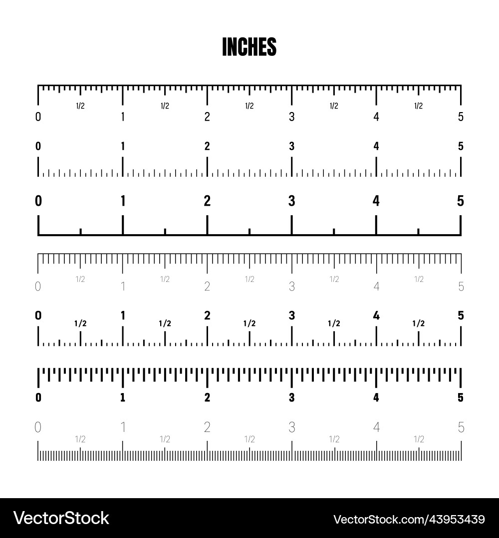 Realistic black inch scale for measuring length Vector Image