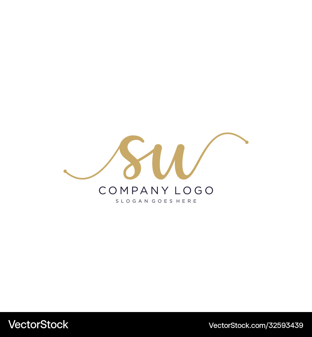 Su initial handwriting logo design Royalty Free Vector Image
