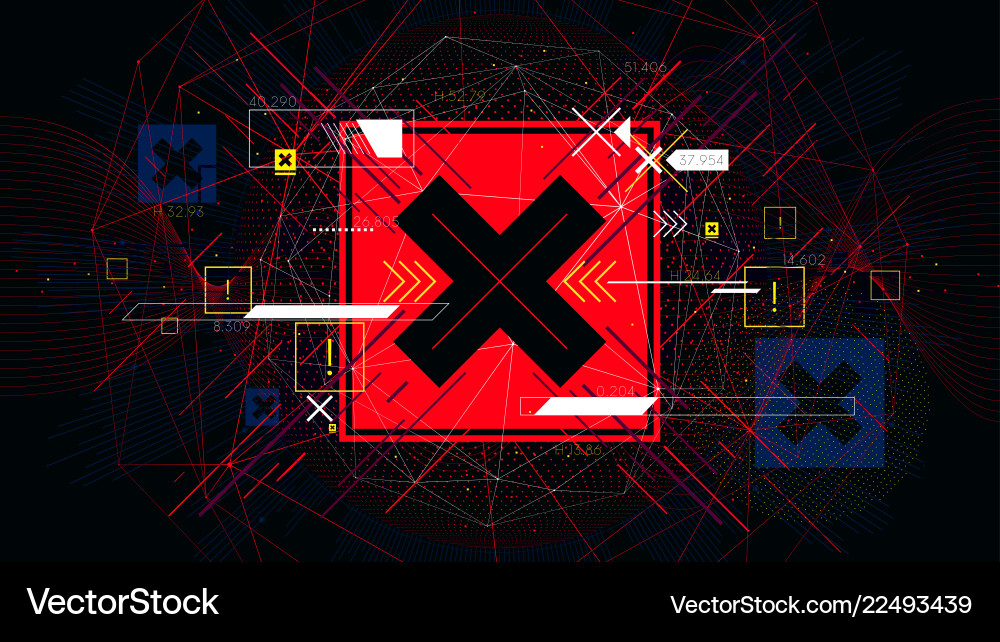 Tech futuristic red cross symbols no indicator Vector Image