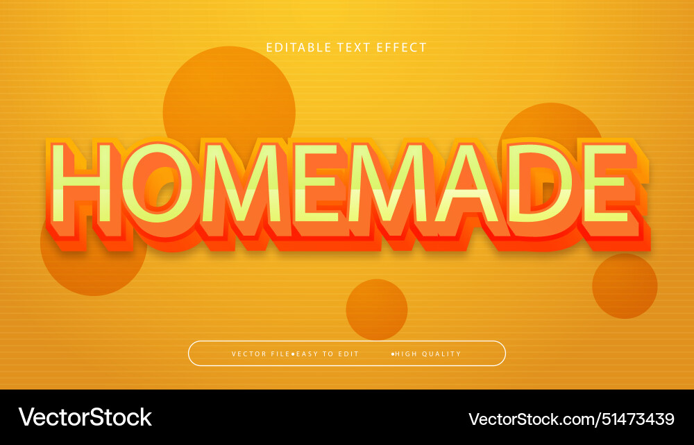 Yellow and orange homemade 3d editable text Vector Image