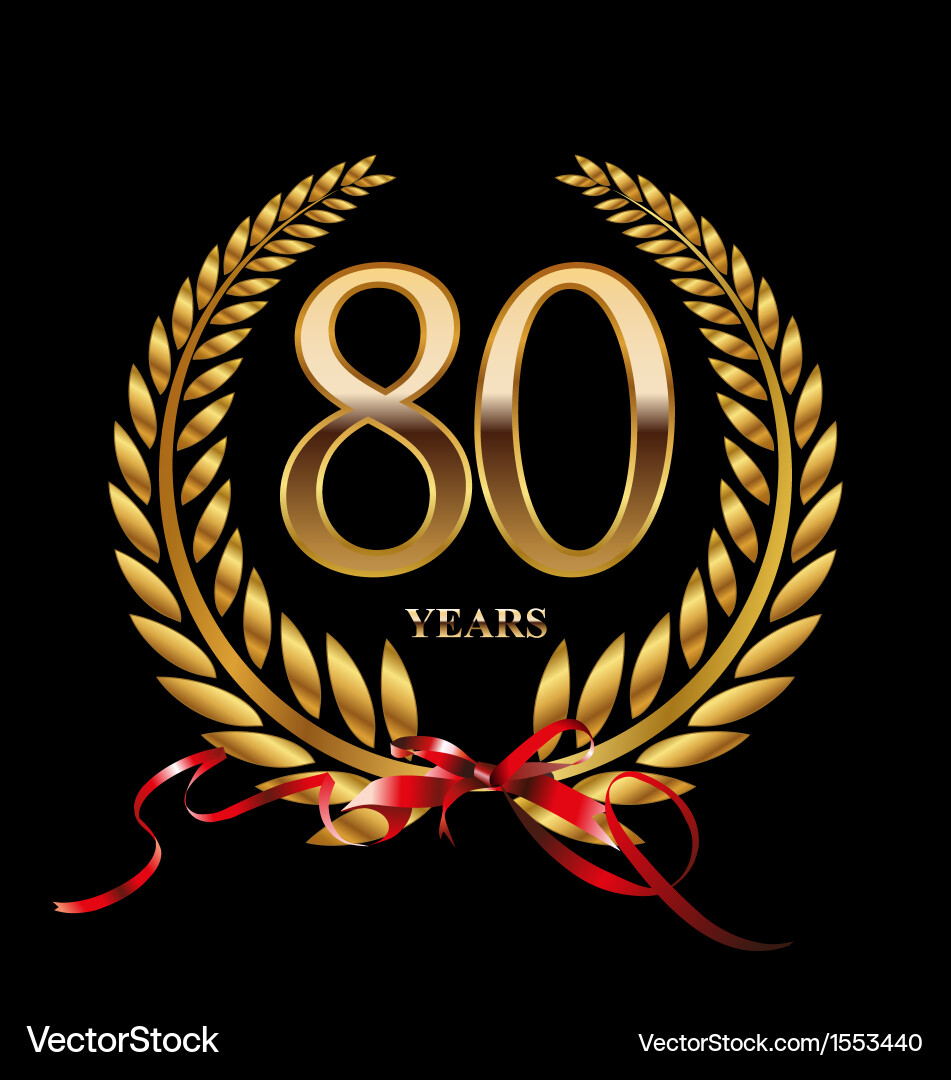 80 years anniversary laurel wreath Royalty Free Vector Image