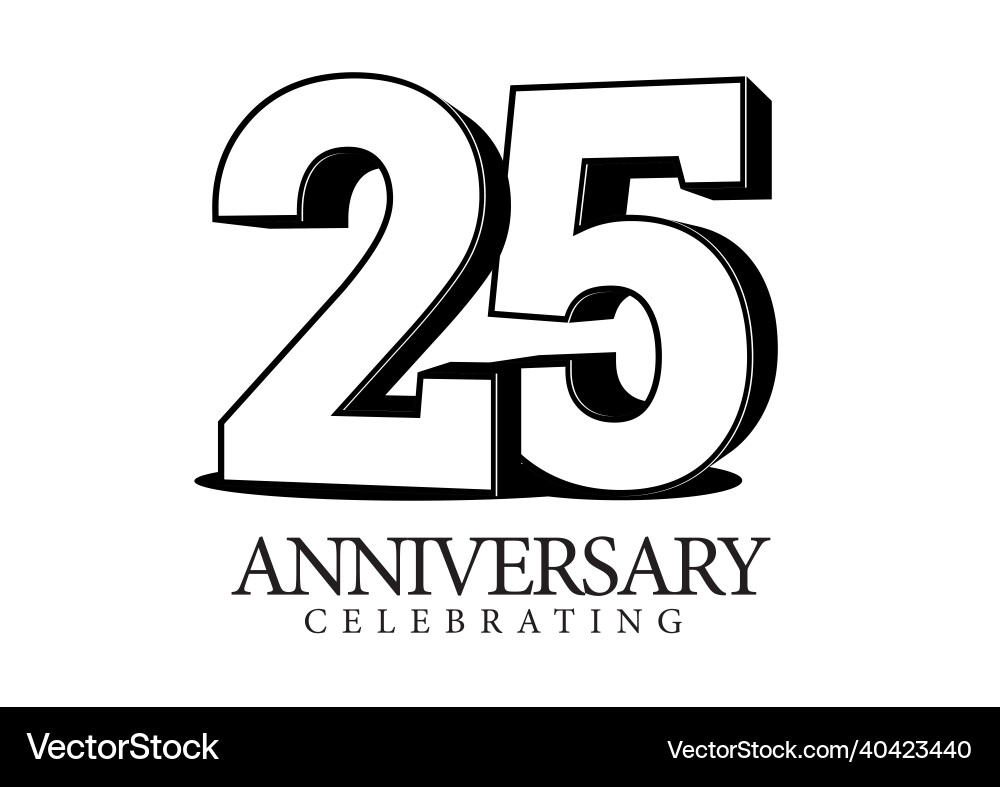 Anniversary 25 numbers poster template Royalty Free Vector