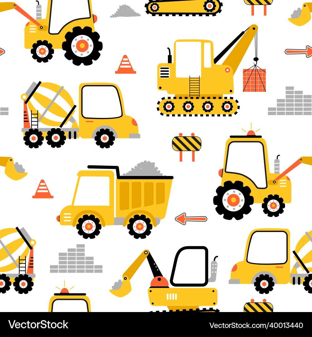 Hand drawing building truck seamless Royalty Free Vector
