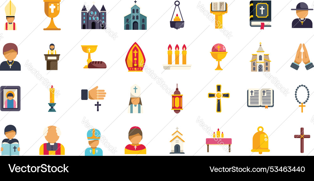 Katholische Kirche Elemente Set zeigen Religion Vektorbild