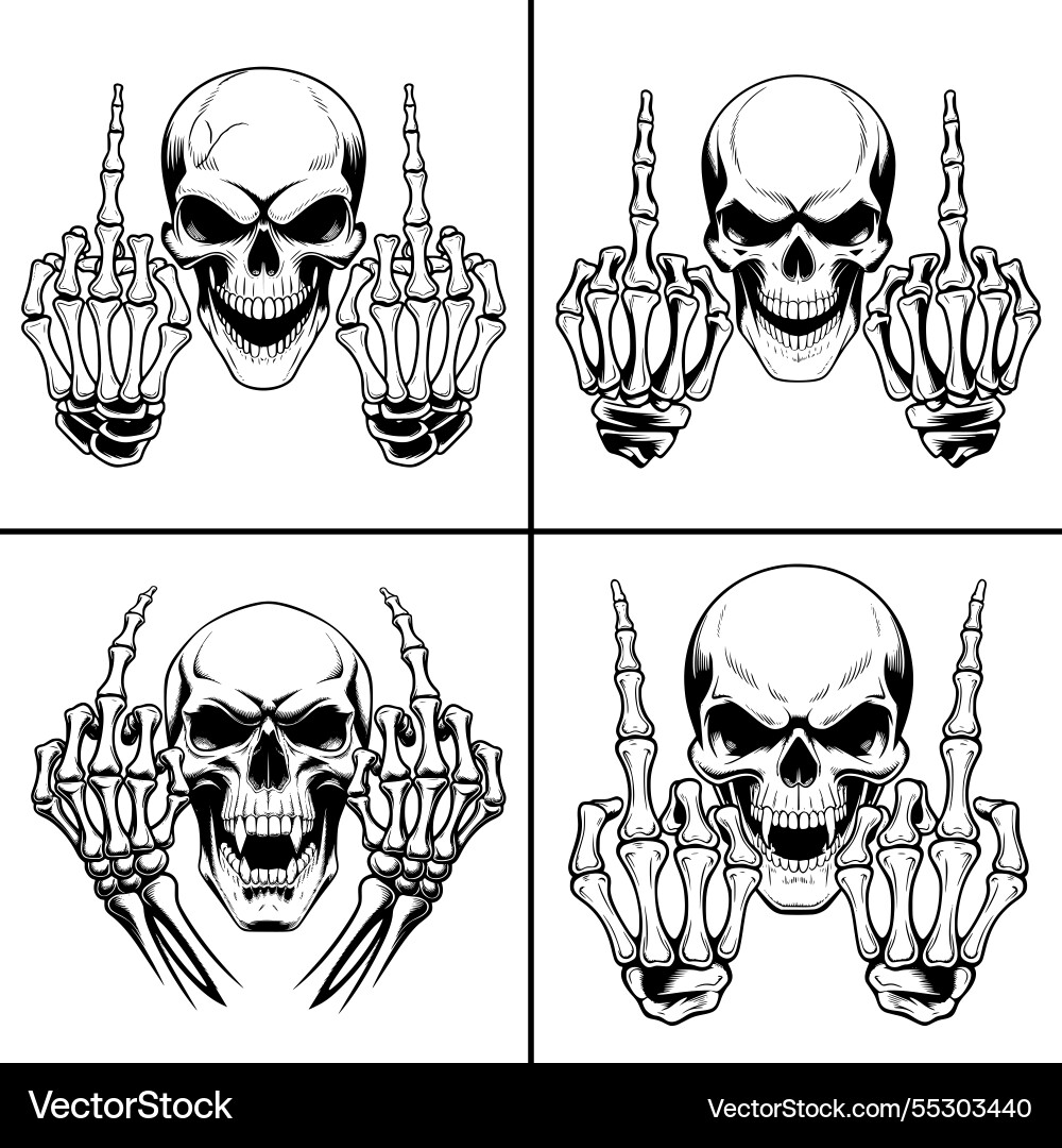 Skull middle finger clipart Royalty Free Vector Image