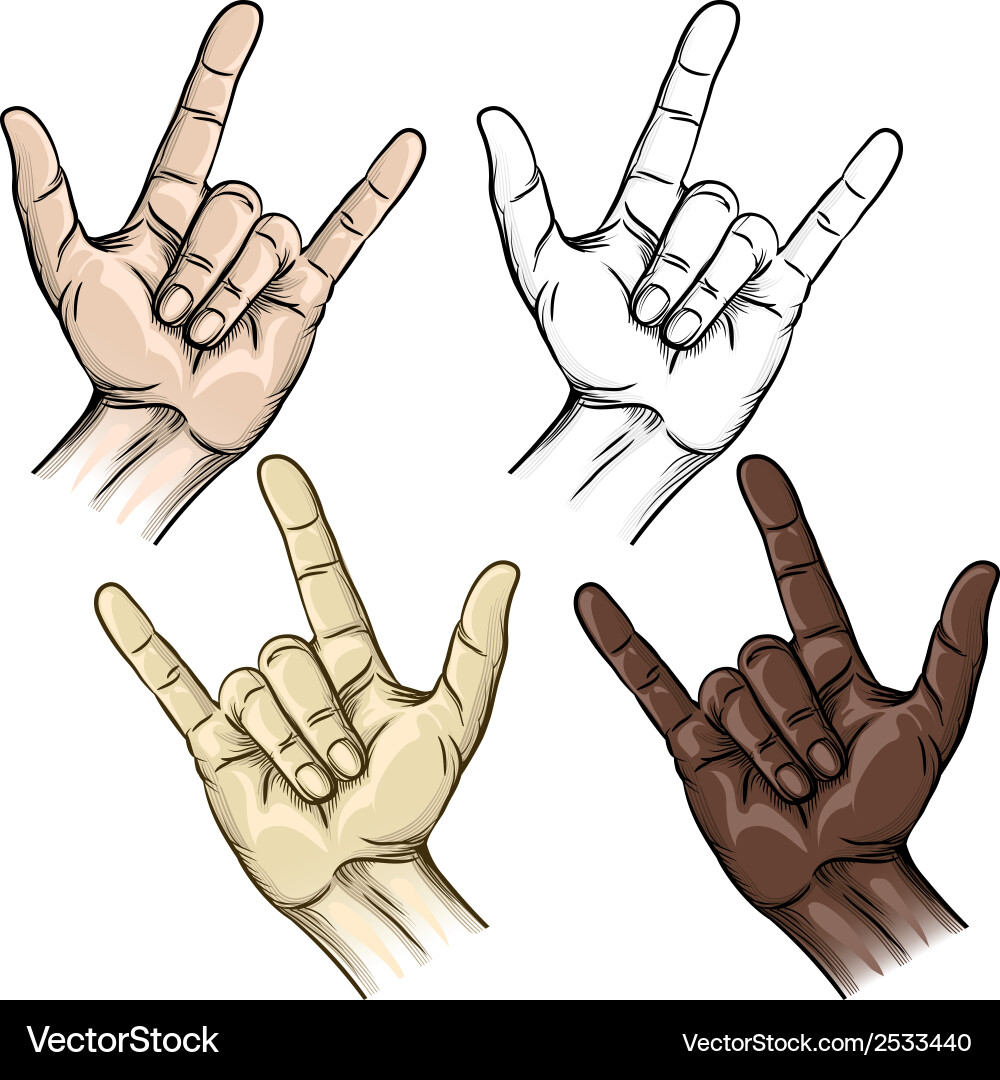 Unity and horns gesture Royalty Free Vector Image