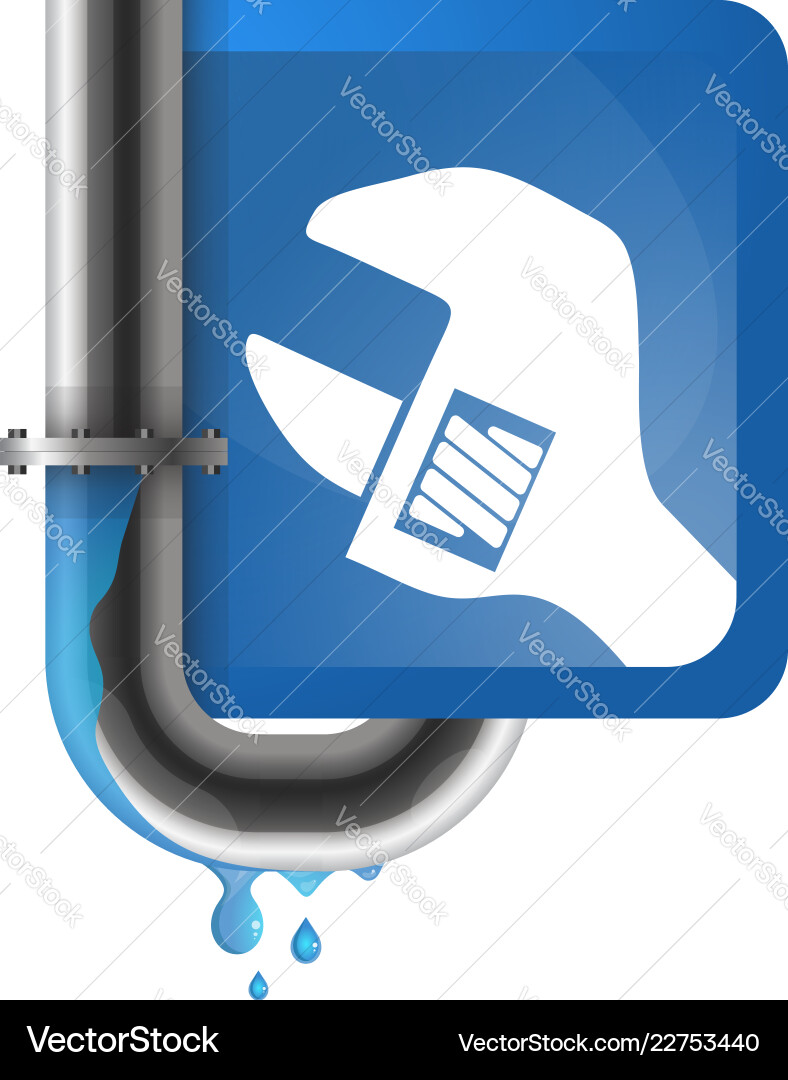 Water pipe crack and wrench Royalty Free Vector Image