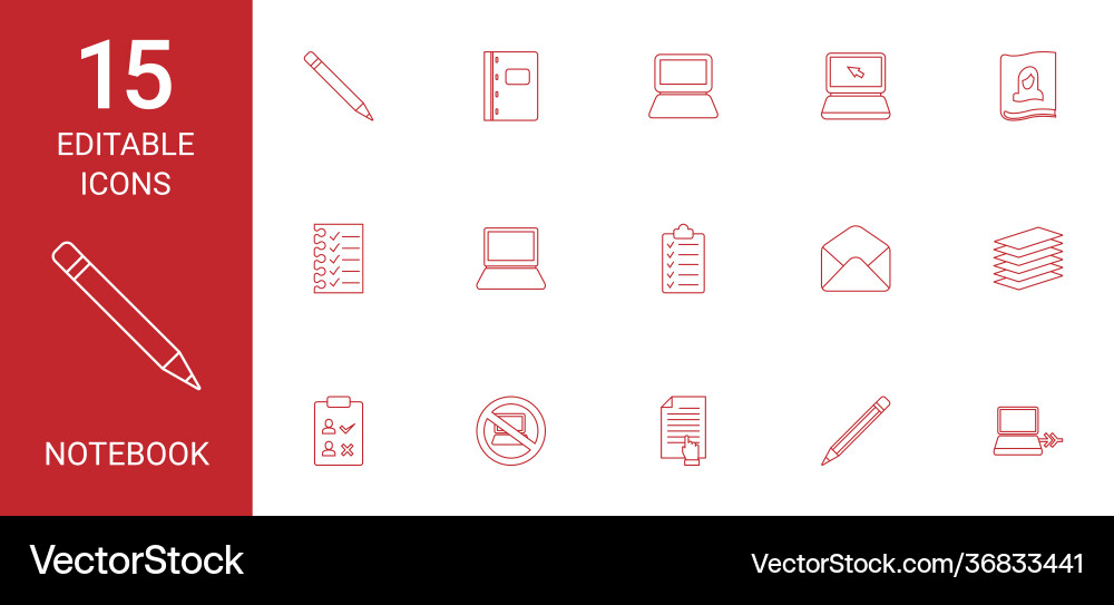 15 notebook icons Royalty Free Vector Image - VectorStock