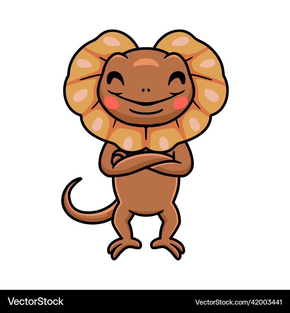 Cute little frilled lizard cartoon standing Vector Image