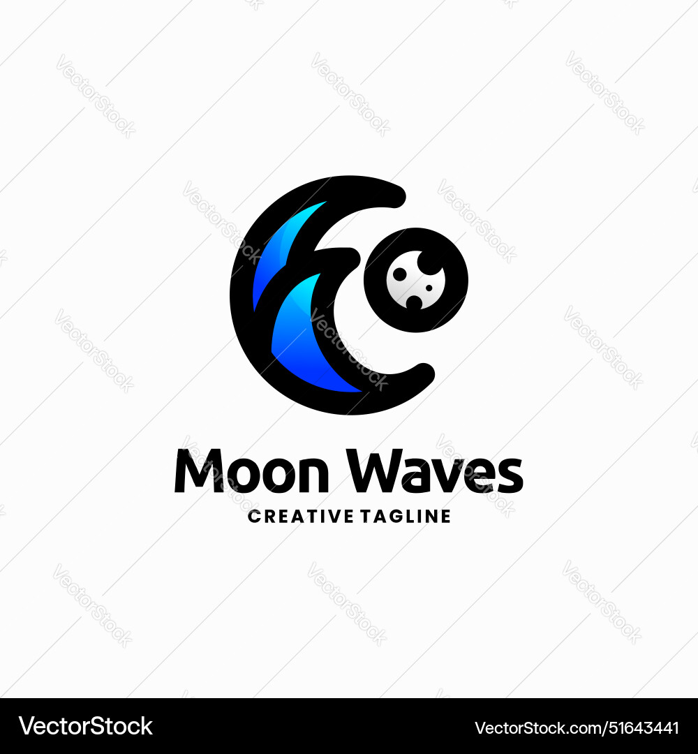 Moon wave logo Royalty Free Vector Image - VectorStock