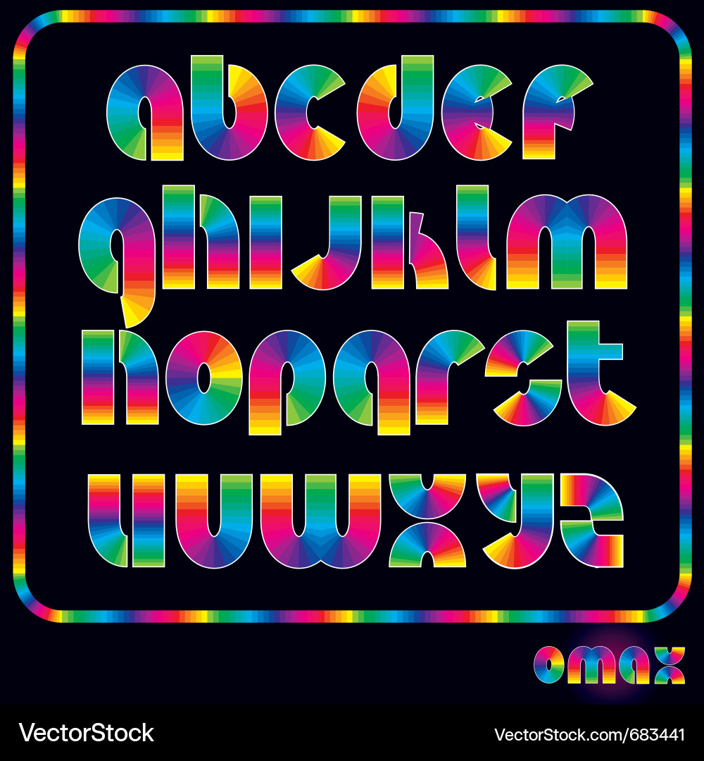 Neon Retro Alphabet - Colorful Spectrum Royalty Free Vector
